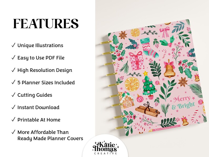 Christmas December Printable Planner or Notebook Cover Fits Happy ...
