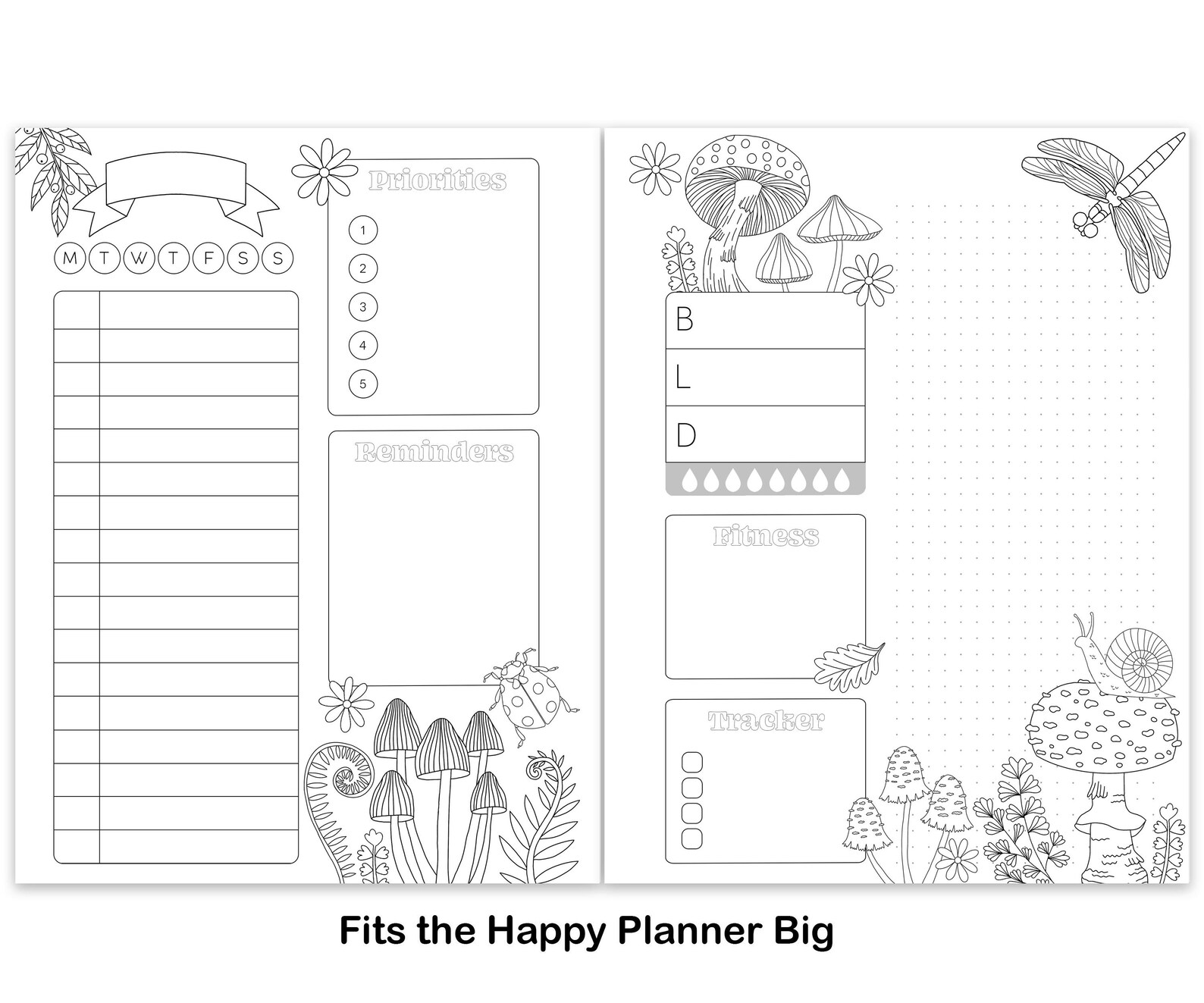 Printable Coloring DAILY Planner Inserts for Happy Planner - Etsy Australia