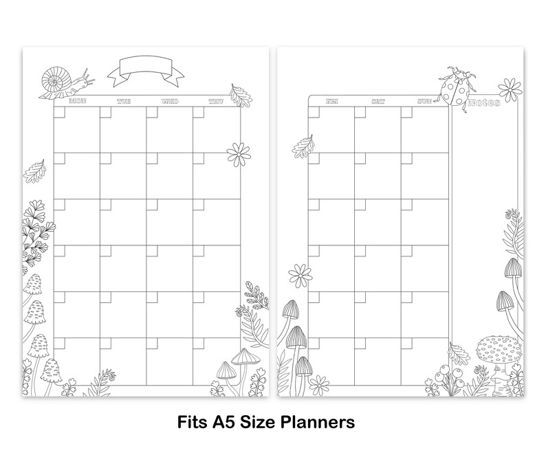 MONTHLY Coloring Printable Planner Pages for Happy Planner - Etsy