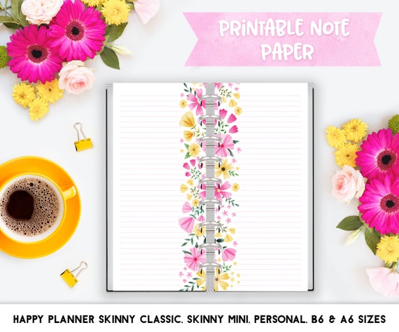 Printable Note Paper Planner Inserts for Happy Planner Skinny - Etsy