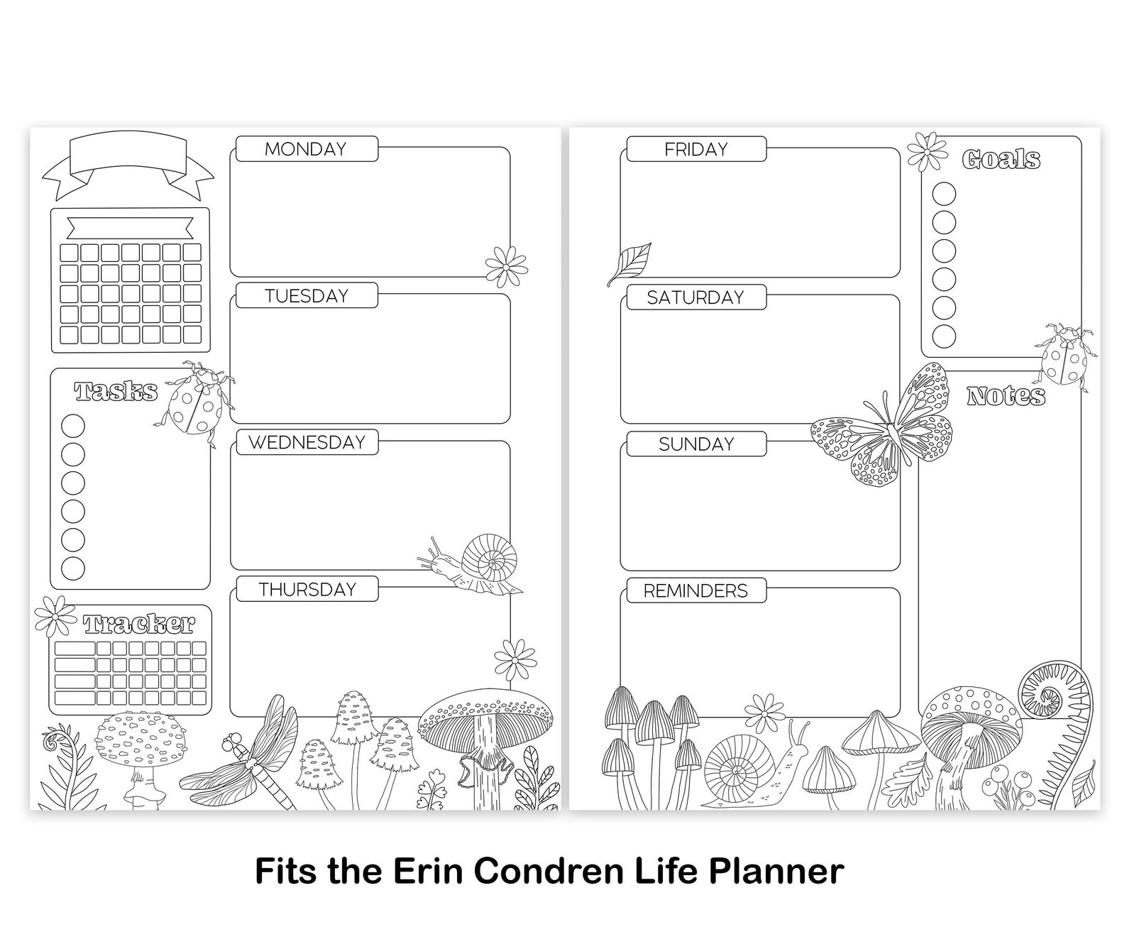 Printable Colouring WEEKLY Planner Inserts for Happy Planner - Etsy