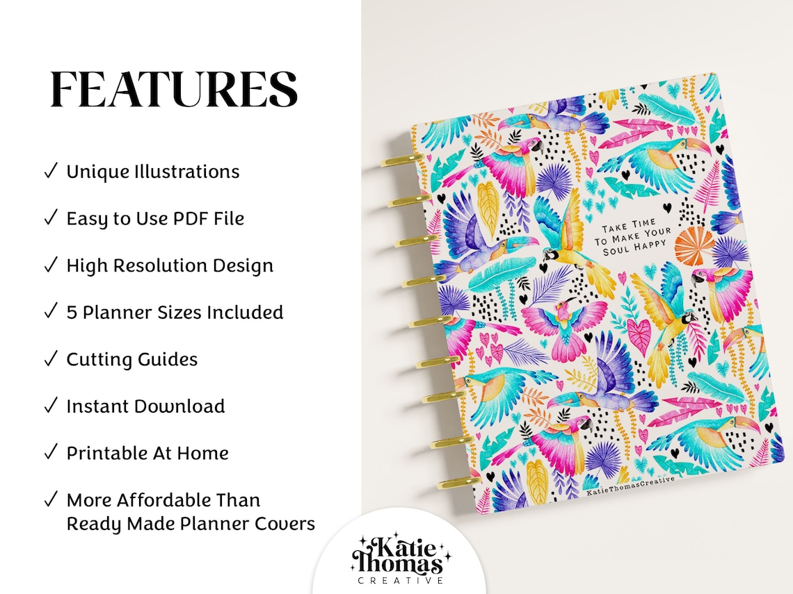 Summer Jungle Theme Printable Planner or Notebook Cover Fits Happy ...