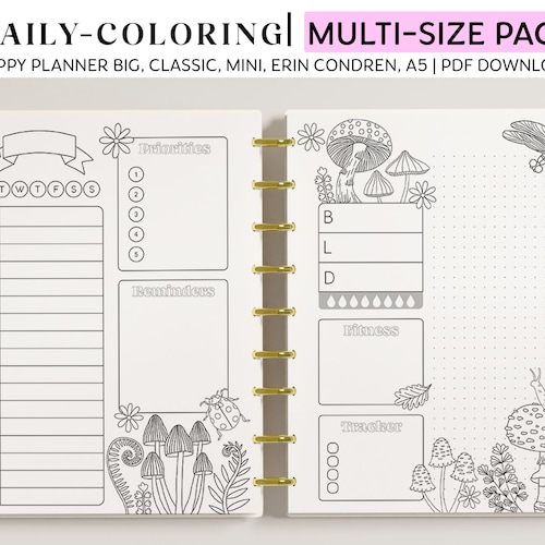 Printable Coloring DAILY Planner Inserts for Happy Planner - Etsy