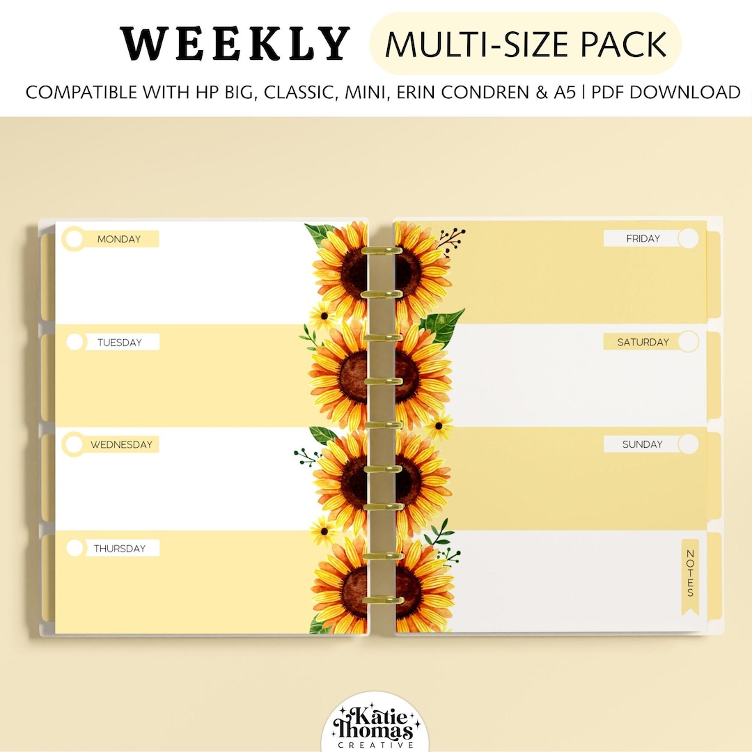 WEEKLY Planner Inserts Fits Happy Planner Classic, Big & Mini, Erin ...