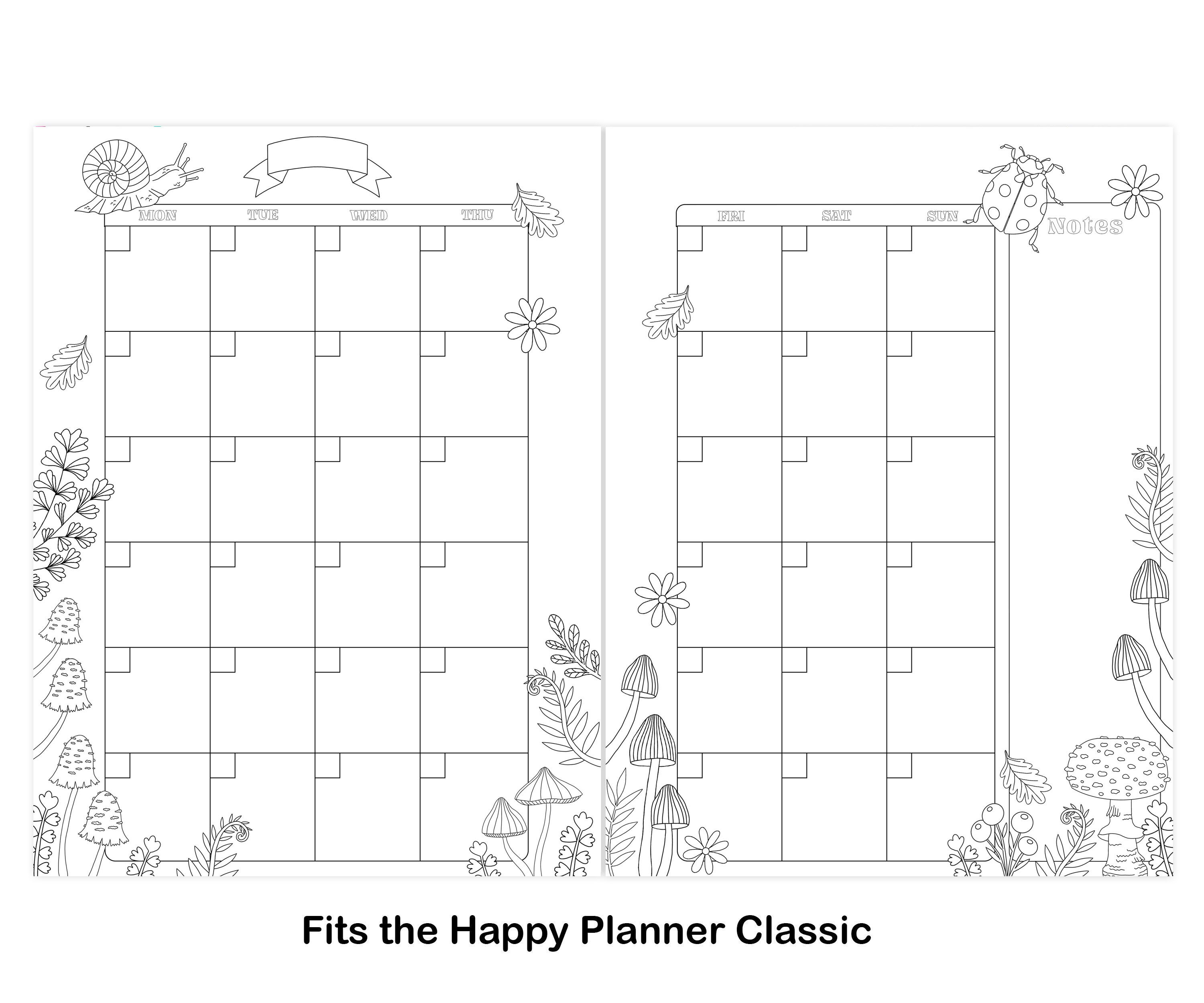 MONTHLY Coloring Printable Planner Pages for Happy Planner - Etsy Australia
