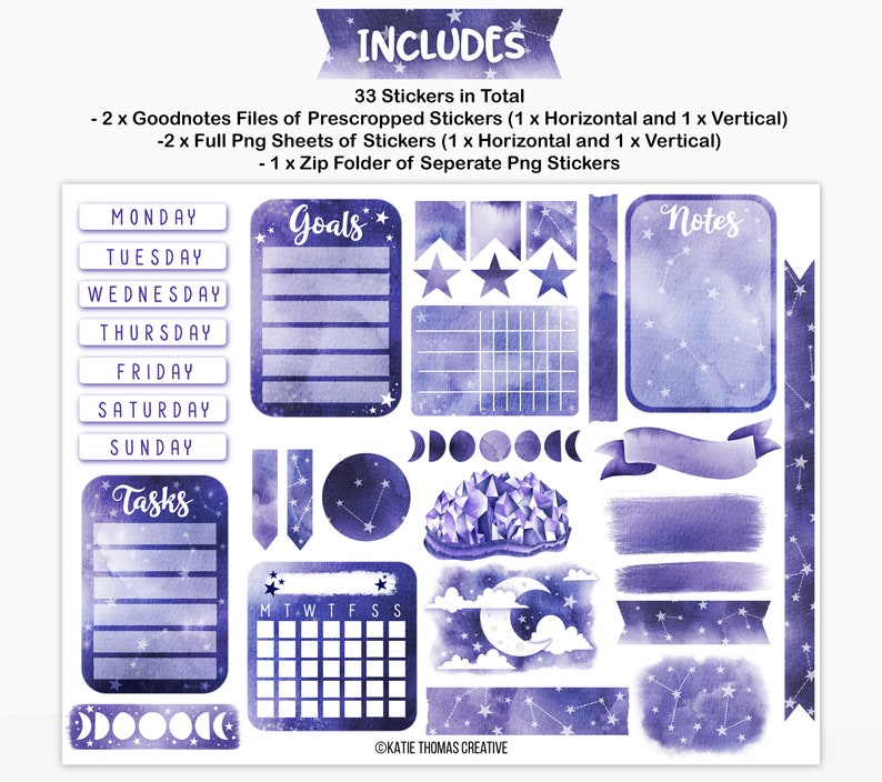 Digital Planner Weekly Sticker Kit 33 Aesthetic Stickers for | Etsy