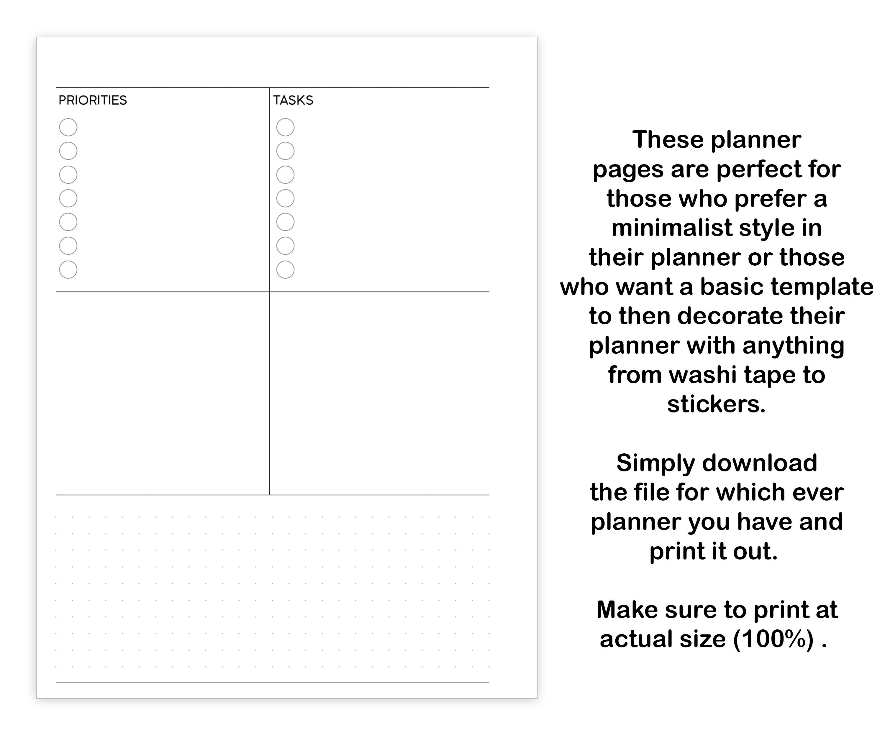 WEEKLY DASHBOARD Minimalist Planner Inserts for Happy Planner - Etsy ...