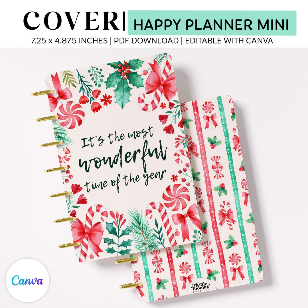 Printable Watercolor Christmas Planner Cover for Happy Planner - Etsy