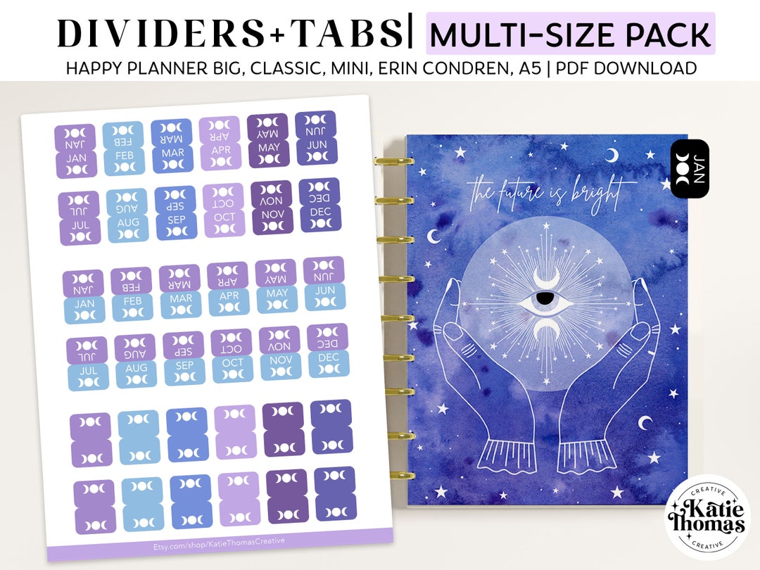Printable Monthly Planner Dividers and Tabs for Happy Planner Classic ...
