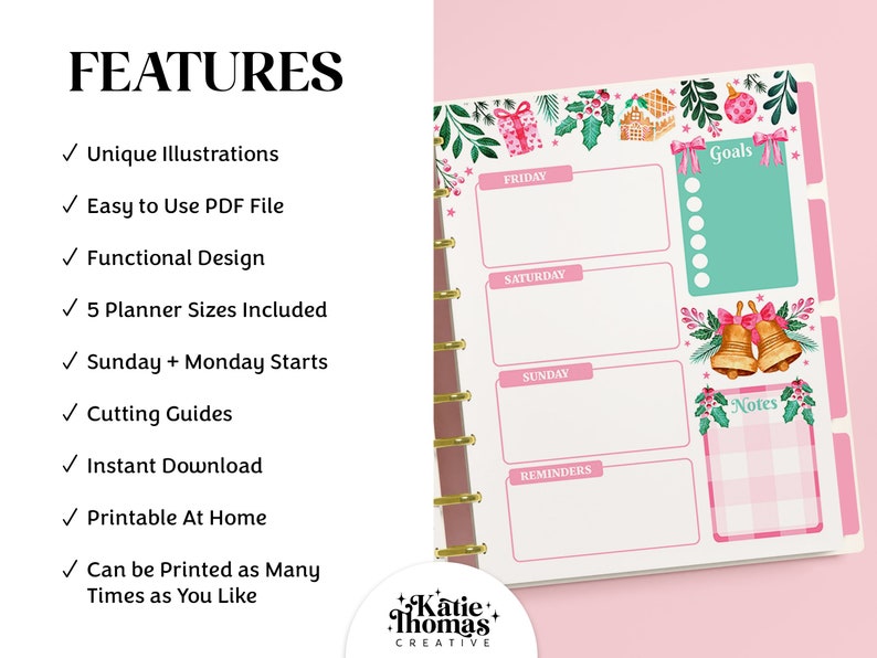 WEEKLY Planner Inserts Fits Happy Planner Classic, Big & Mini, Erin ...