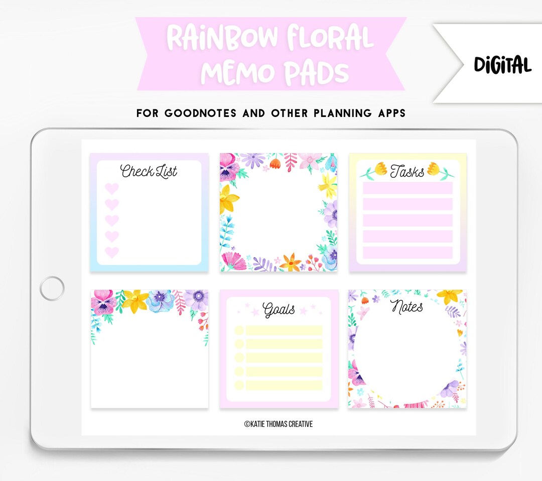 Floral Digitale Notizblock Notiz Aufkleber, To Do List Notizblock, für ...