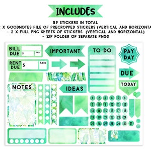 Green Watercolor Digital Planner Stickers for Digital Planning and ...