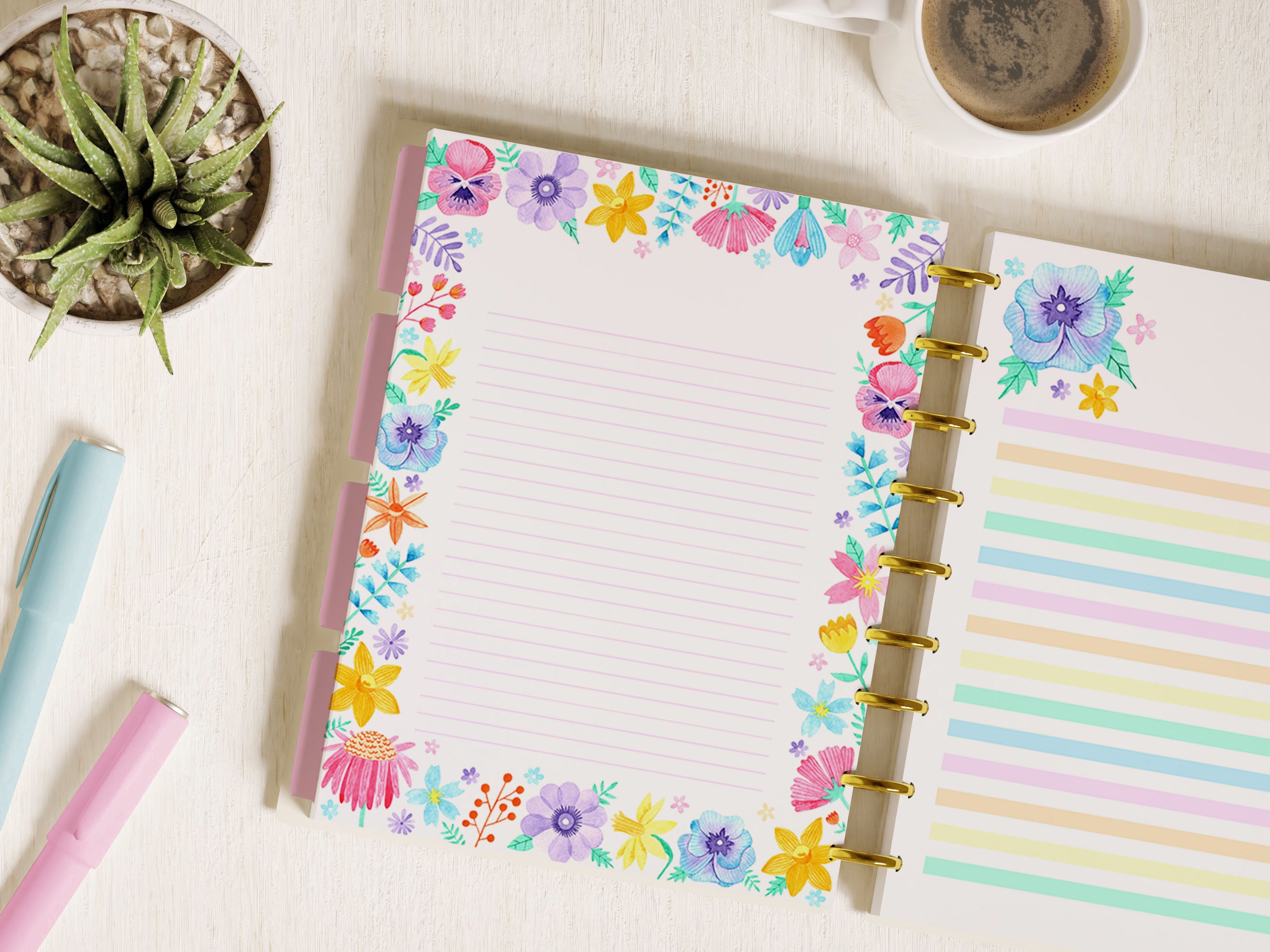 Rainbow Floral Printable Letter Writing Paper, Printable Stationery ...