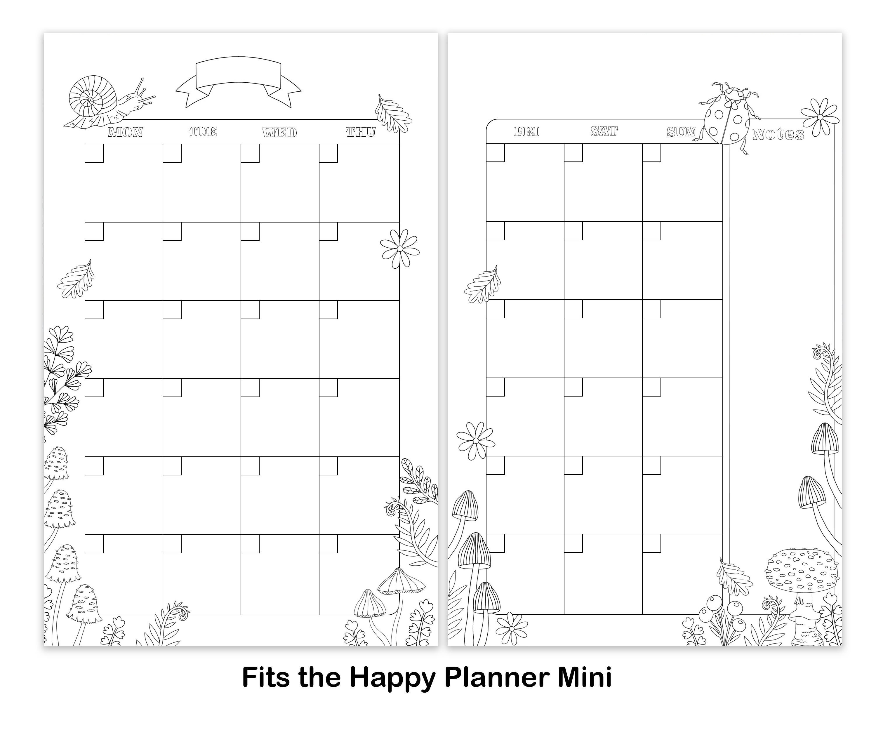 MONTHLY Coloring Printable Planner Pages for Happy Planner - Etsy Australia