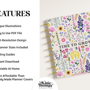 Wildflowers Printable Planner or Notebook Cover Fits Happy Planner ...