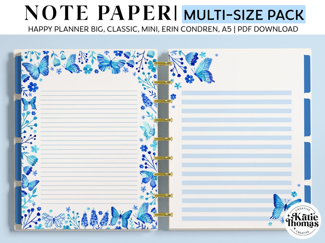 Blue Butterfly Floral Printable Note Pages, Printable Stationery for ...