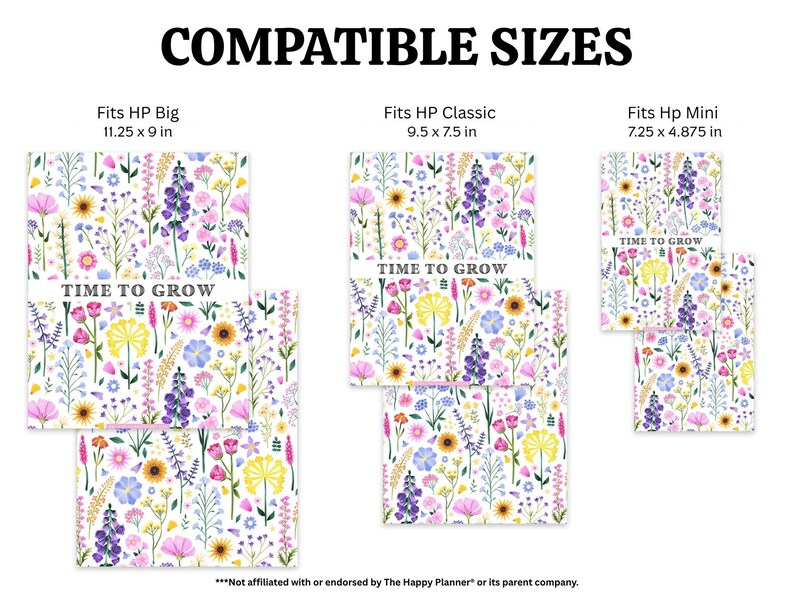 Wildflowers Printable Planner or Notebook Cover Fits Happy Planner ...