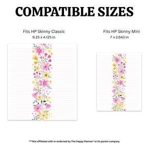 Printable Note Paper Planner Inserts Fits Happy Planner Skinny Classic ...