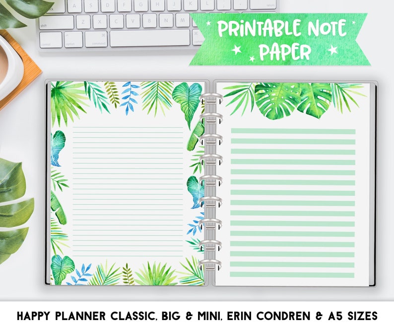 Tropical Leaves Printable Planner Inserts Printable Note | Etsy