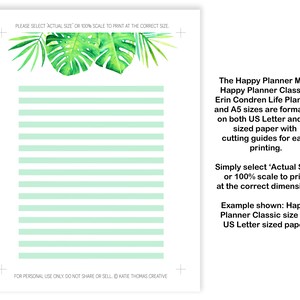 Tropical Leaves Printable Planner Inserts Printable Note | Etsy