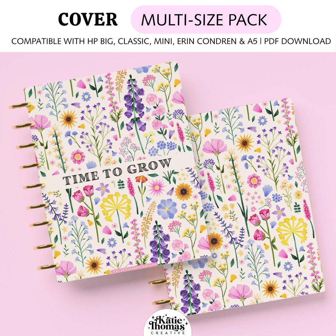 Wildflowers Printable Planner or Notebook Cover Fits Happy Planner ...