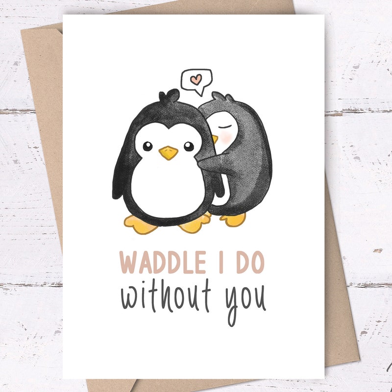 Penguin Card - Etsy