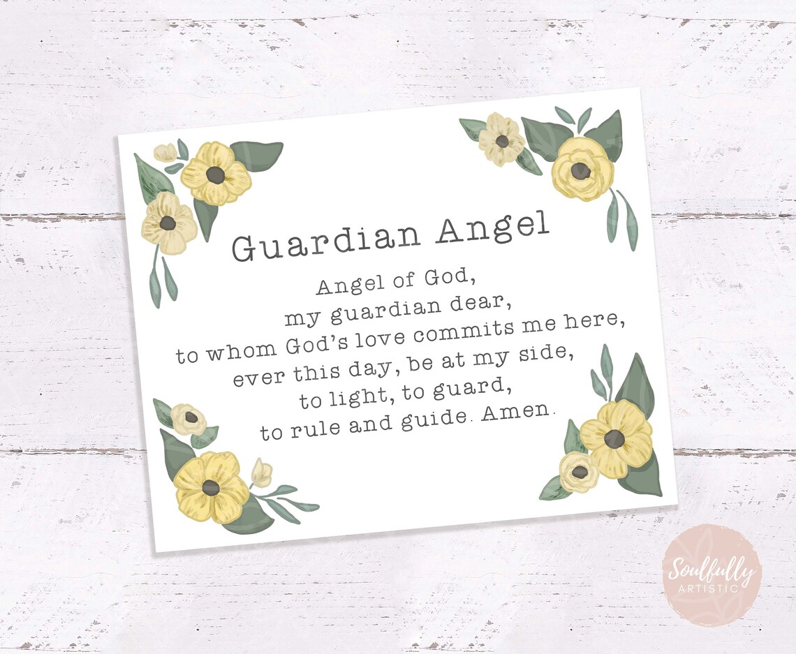 Guardian Angel Prayer Card Printable Prayer Card Catholic | Etsy