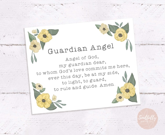 Guardian Angel Prayer Card Printable Prayer Card Catholic | Etsy
