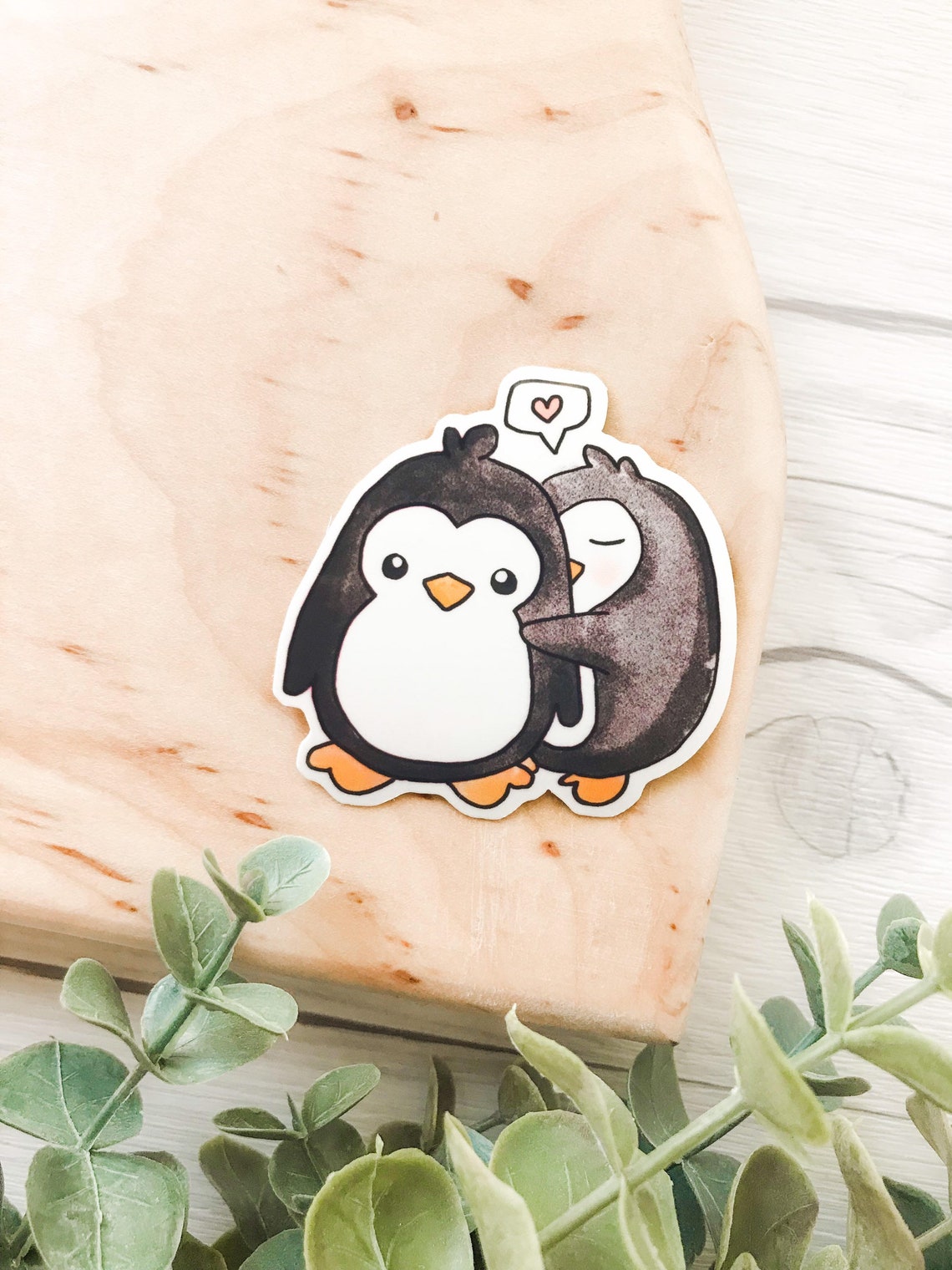 SNUGGLING PENGUINS STICKER • Waterproof Stickers, Penguin Stickers ...
