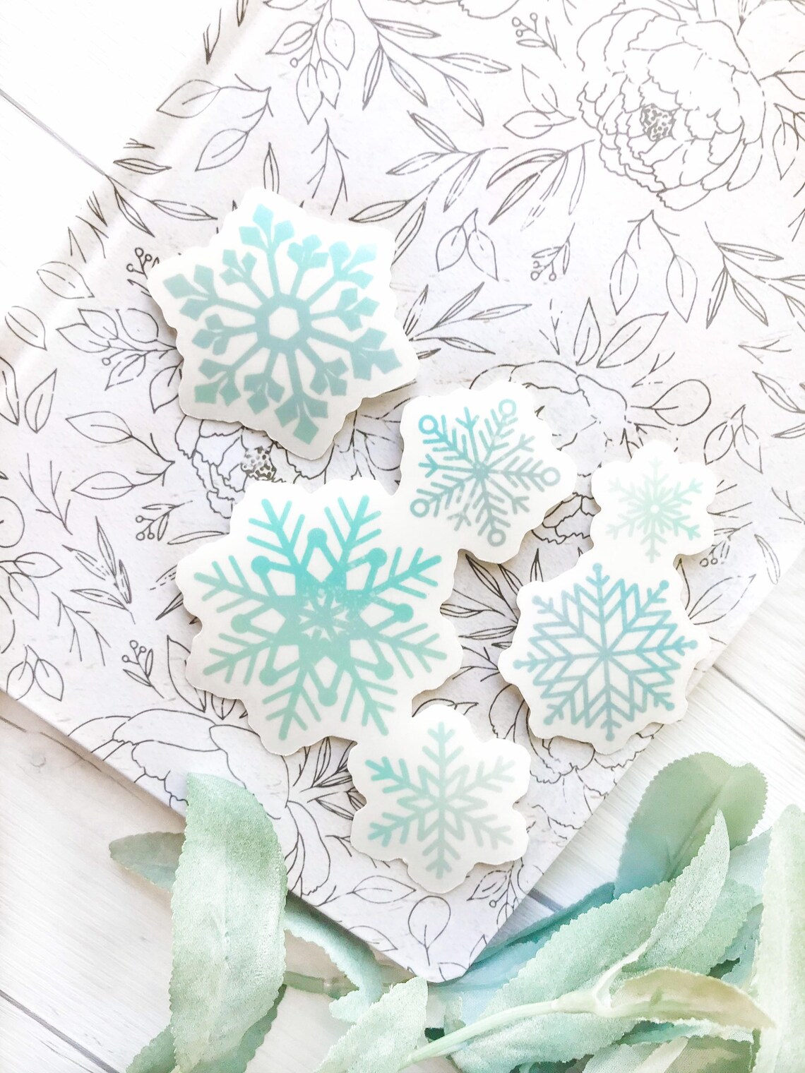 SNOWFLAKE STICKERS Waterproof Stickers Blue Snowflake - Etsy