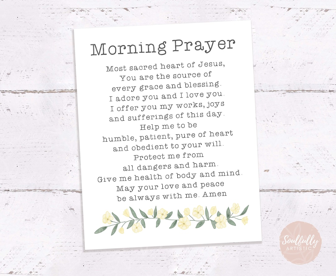 Morning Prayer Card • Printable Prayer Card, Catholic Prayers ...