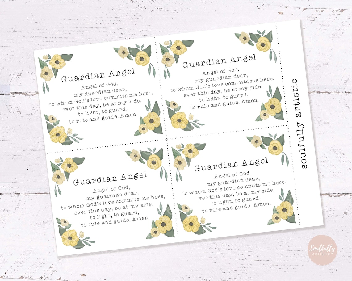 Guardian Angel Prayer Card Printable Prayer Card Catholic | Etsy