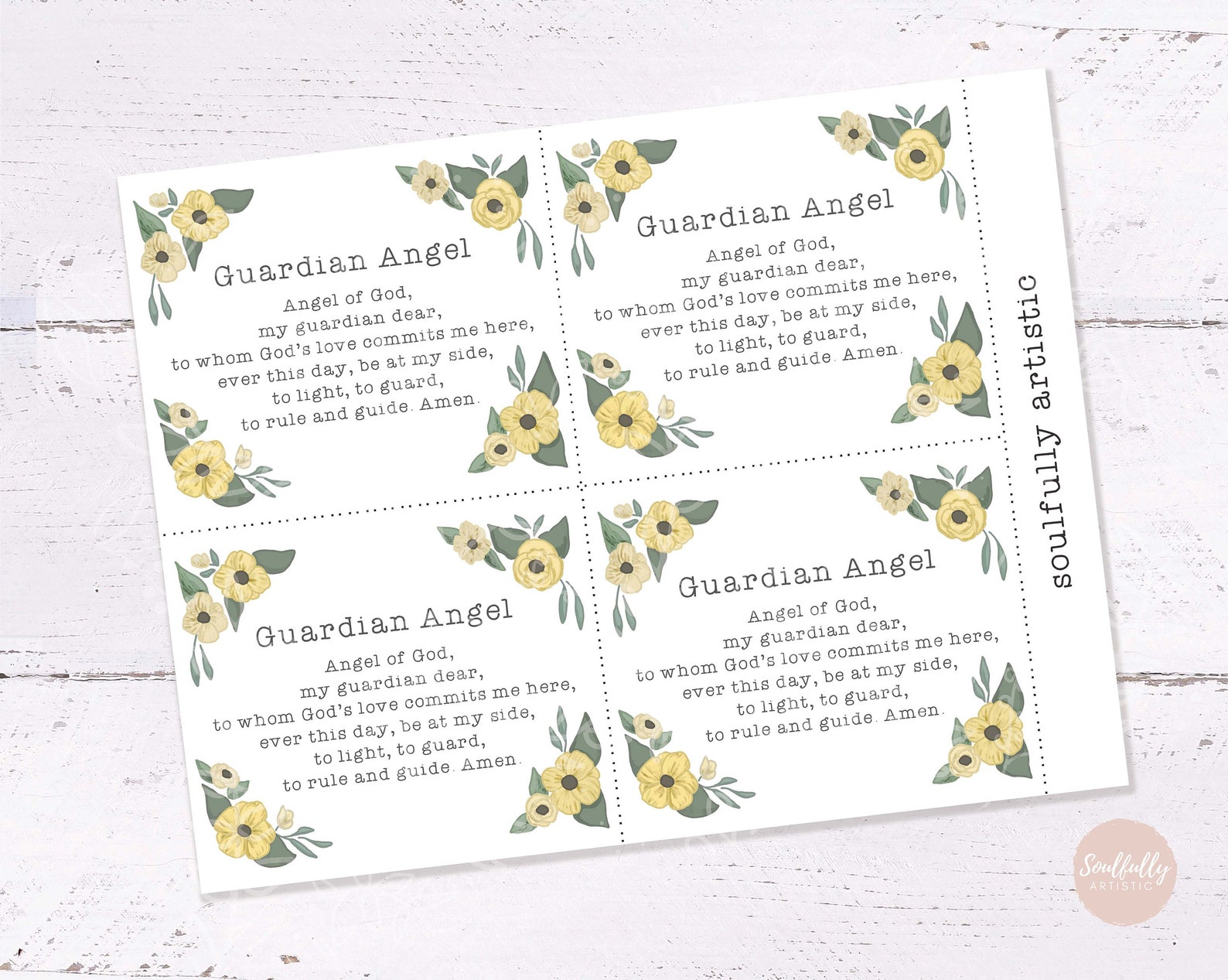 Guardian Angel Prayer Card Printable Prayer Card Catholic | Etsy