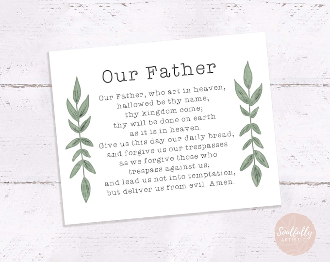 The Lords Prayer, Our Father Prayer Card. A5 With Envelope Catholic ...