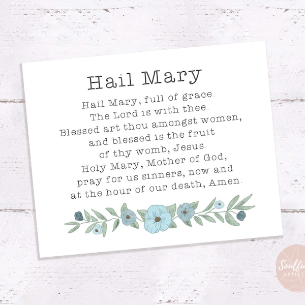 Hail Mary Prayer Card - Etsy