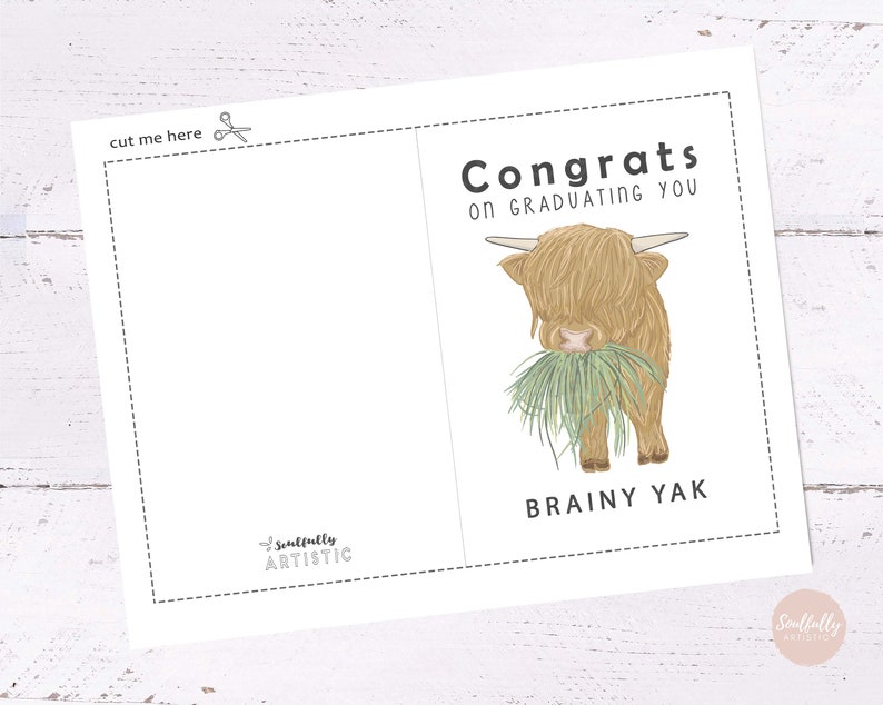 Congrats on Graduating You Brainy Yak Printable Graduation - Etsy