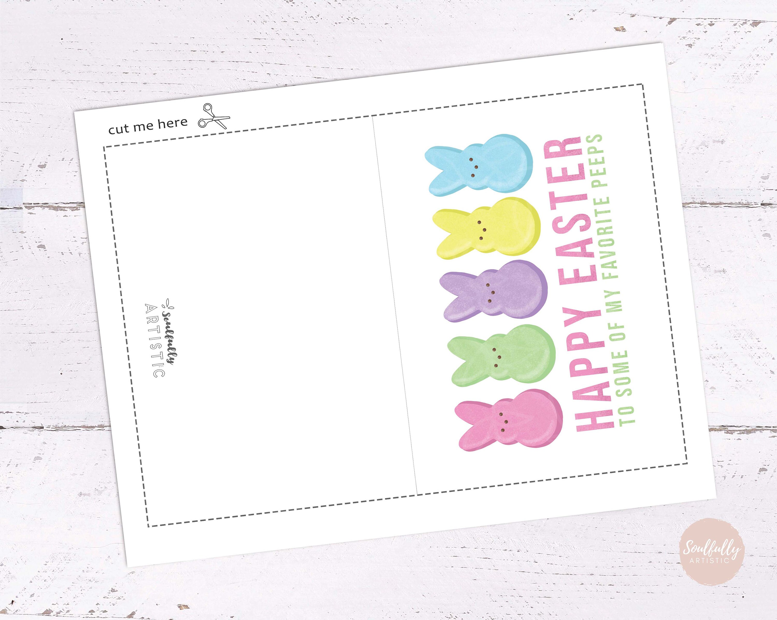 Happy Easter, Marshmallow Peeps Card • Printable Easter Card, Puny ...
