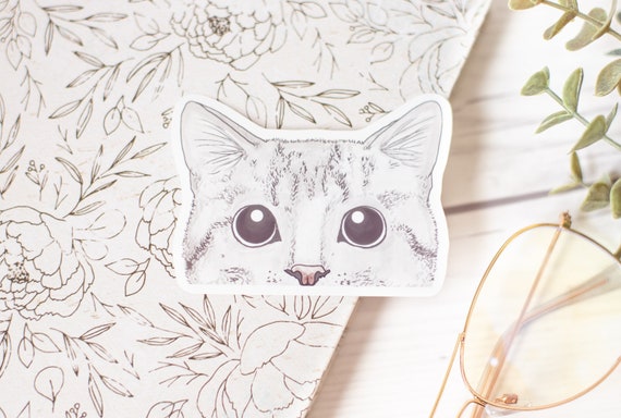 GREY CAT STICKER Waterproof Sticker Kitten Stickers | Etsy