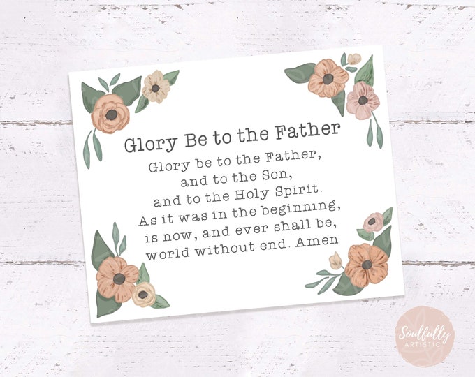 The Glory Be Prayer, Catholic Prayer Card, Printable A4, Christian ...
