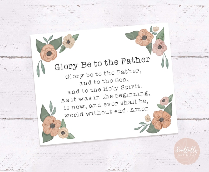 Glory Be Prayer Card • Printable Prayer Card, Catholic Prayers ...