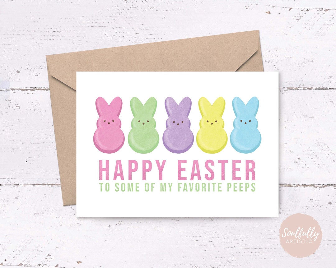 Happy Easter, Marshmallow Peeps Card • Printable Easter Card, Puny ...