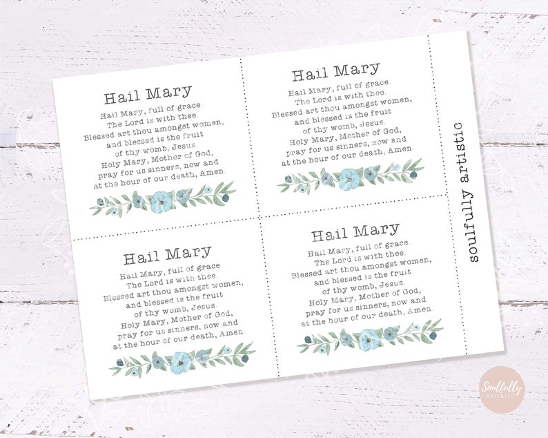 Hail Mary Prayer Card Printable Prayer Card Catholic - Etsy Australia