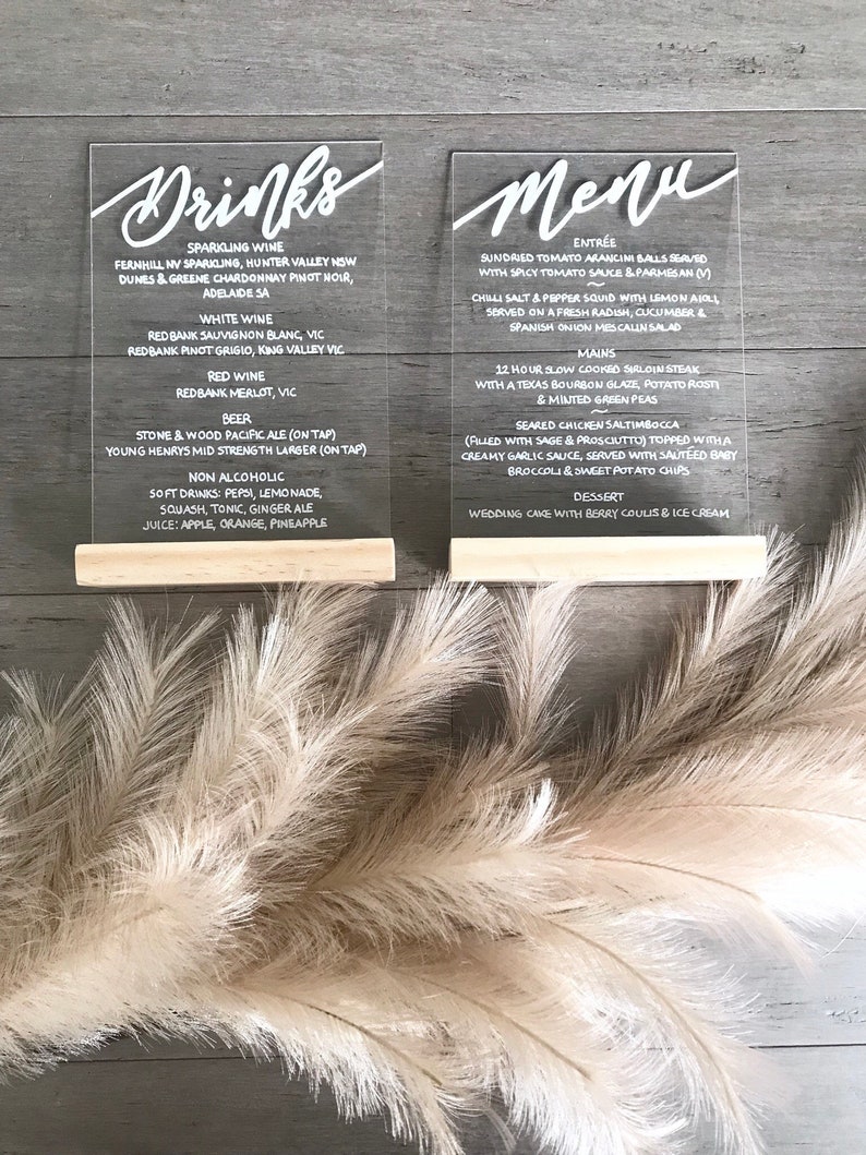 Acrylic Bar Menu Sign Drinks Menu sign Wedding Reception | Etsy
