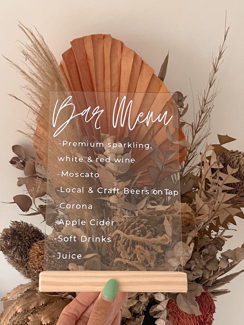 Acrylic Bar Menu Sign Drinks Menu Sign Wedding Reception - Etsy