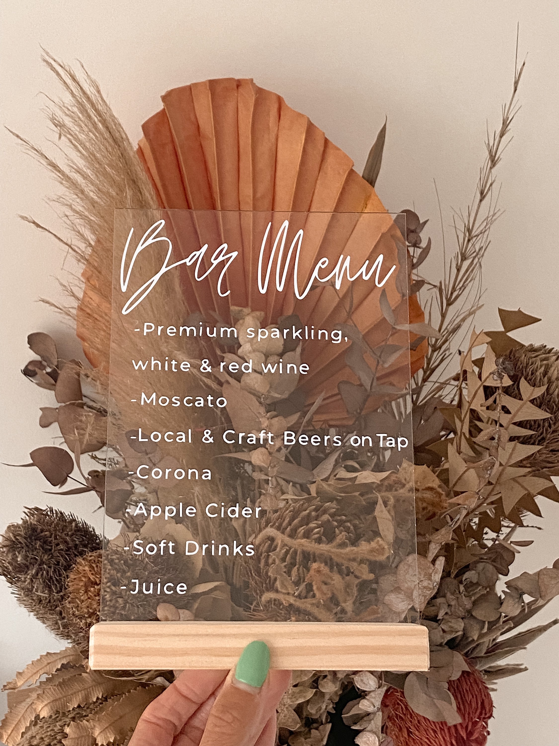Custom Acrylic Wedding Menu Sign | Bar Drinks, Reserved Table - Etsy