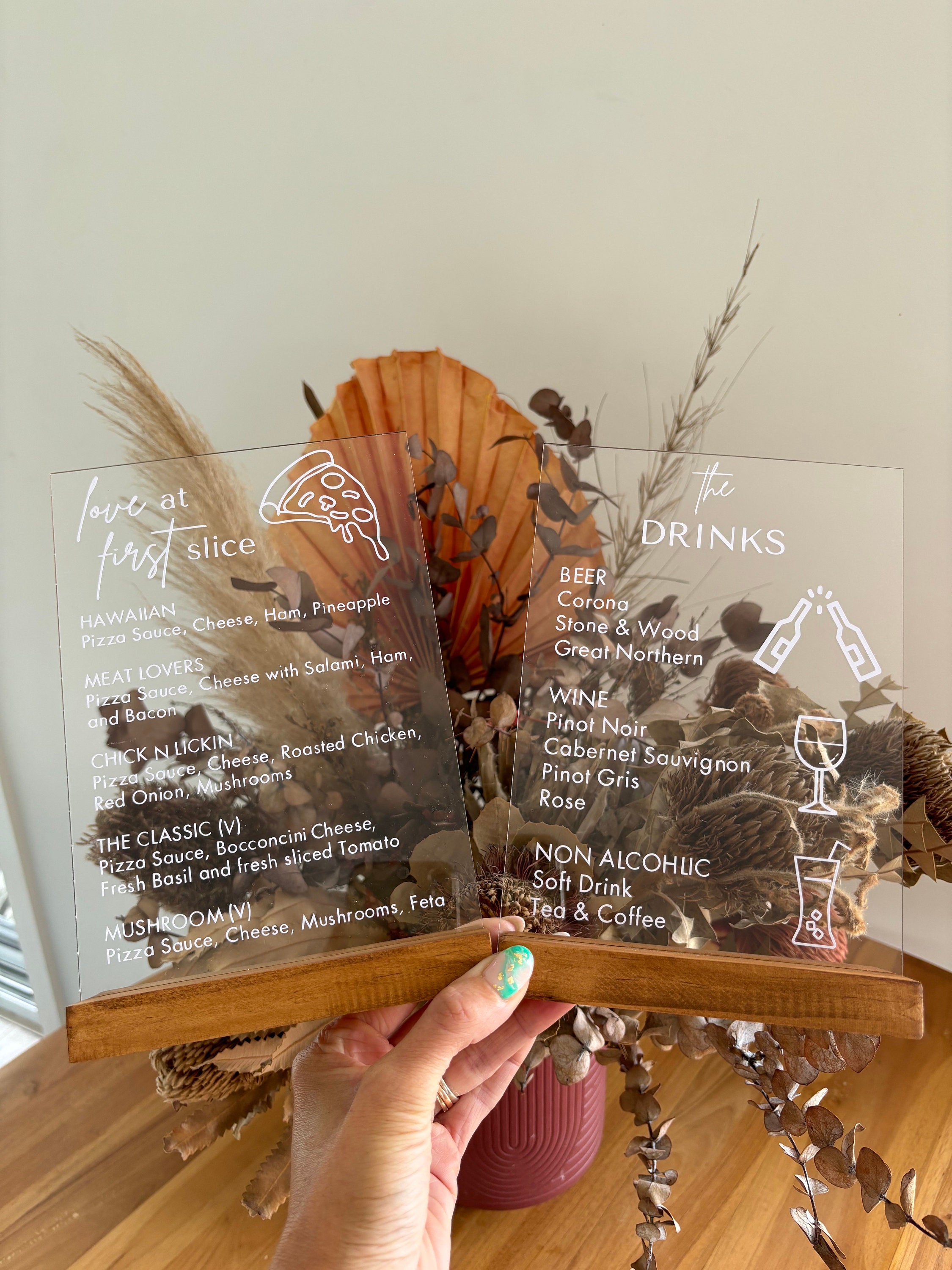 Custom Acrylic Wedding Menu Sign | Bar Drinks, Reserved Table - Etsy