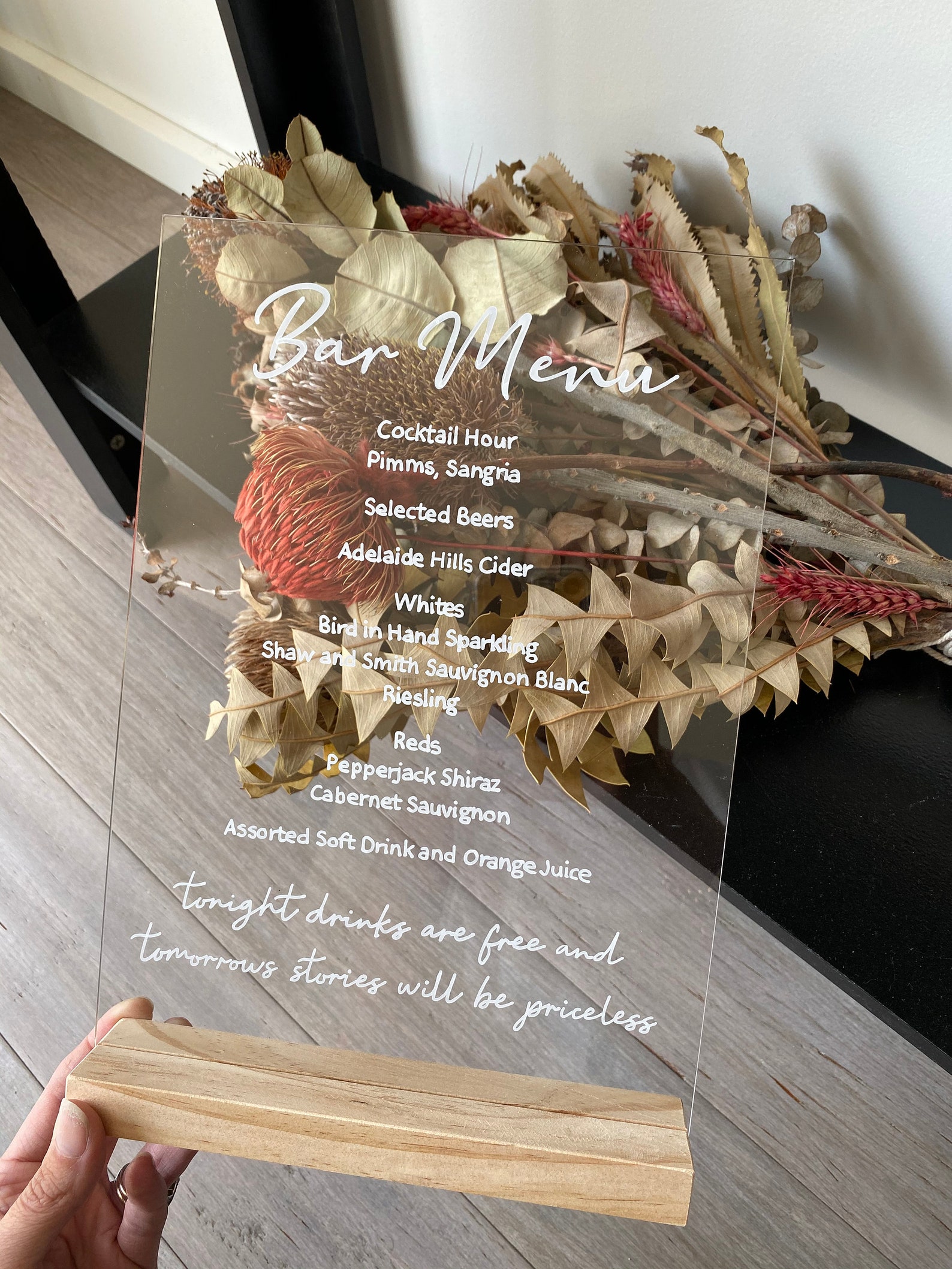 Acrylic Bar Menu Sign Drinks Menu Sign Wedding Reception | Etsy
