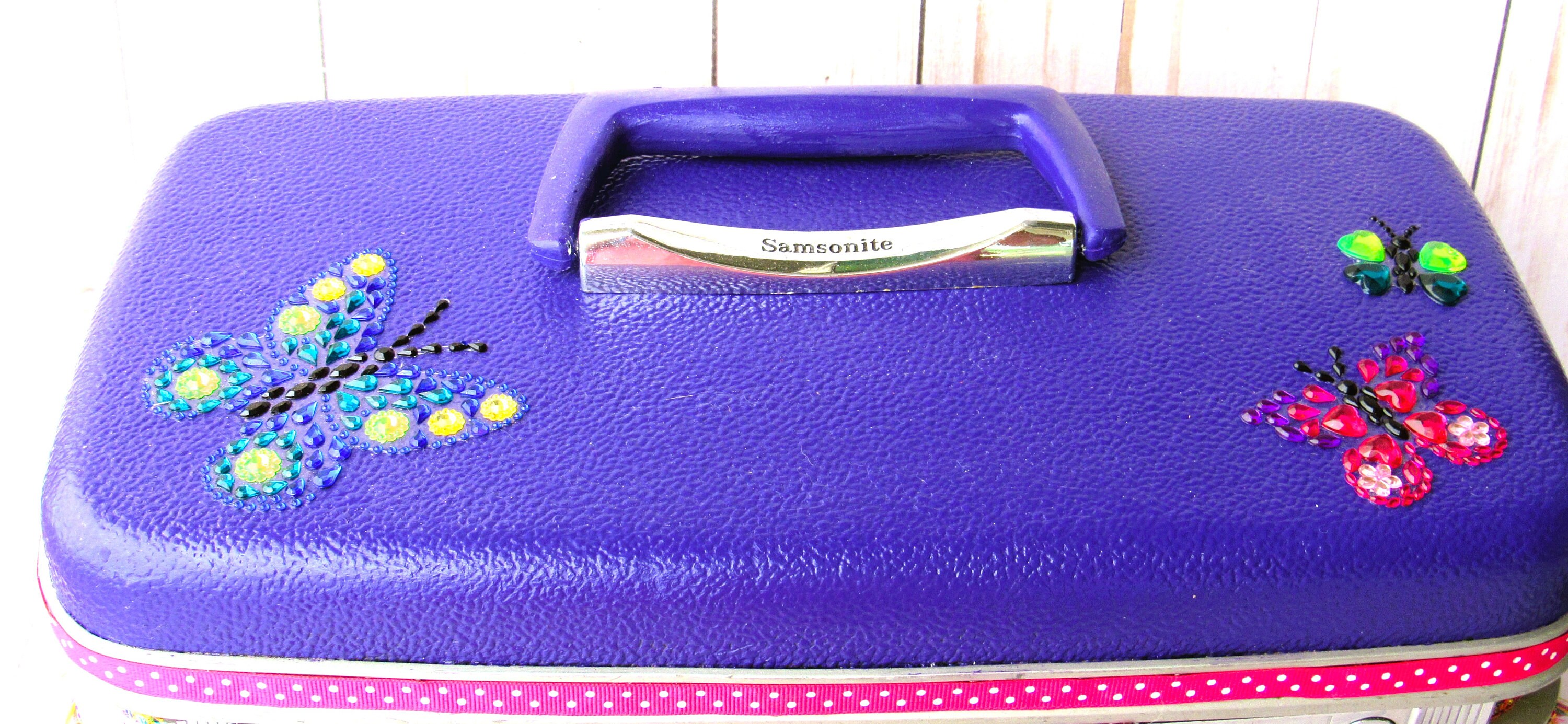 Girl's Upcycled Rainbow Butterfly Train Case, Vintage Train Case, Girl ...