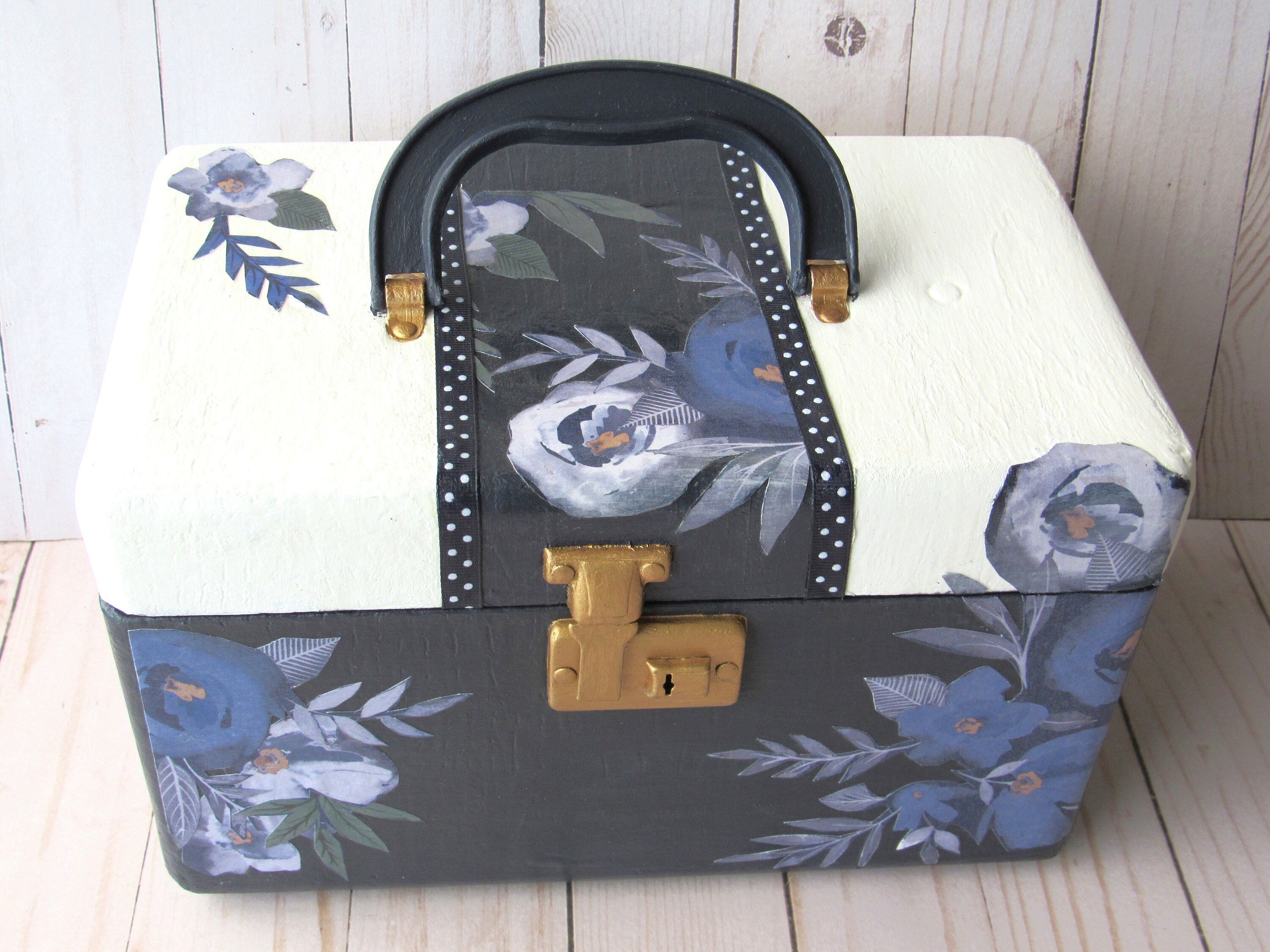Upcycled Vintage Train Case, Vintage Train Case, Vintage Cosmetic Case ...