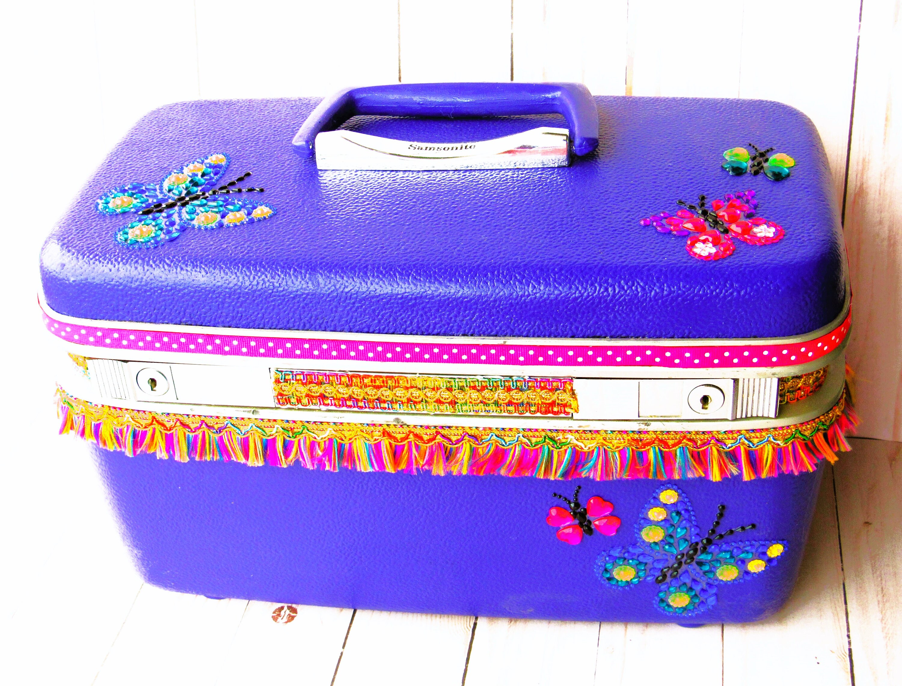 Girl's Upcycled Rainbow Butterfly Train Case Vintage - Etsy